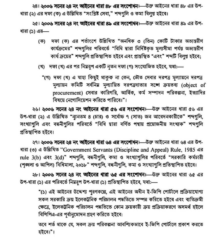 পাবলিক প্রকিউরমেন্ট (সংশোধন) অধ্যাদেশ, ২০২৫ - প্রকিউরমেন্ট বিডি | Procurement BD